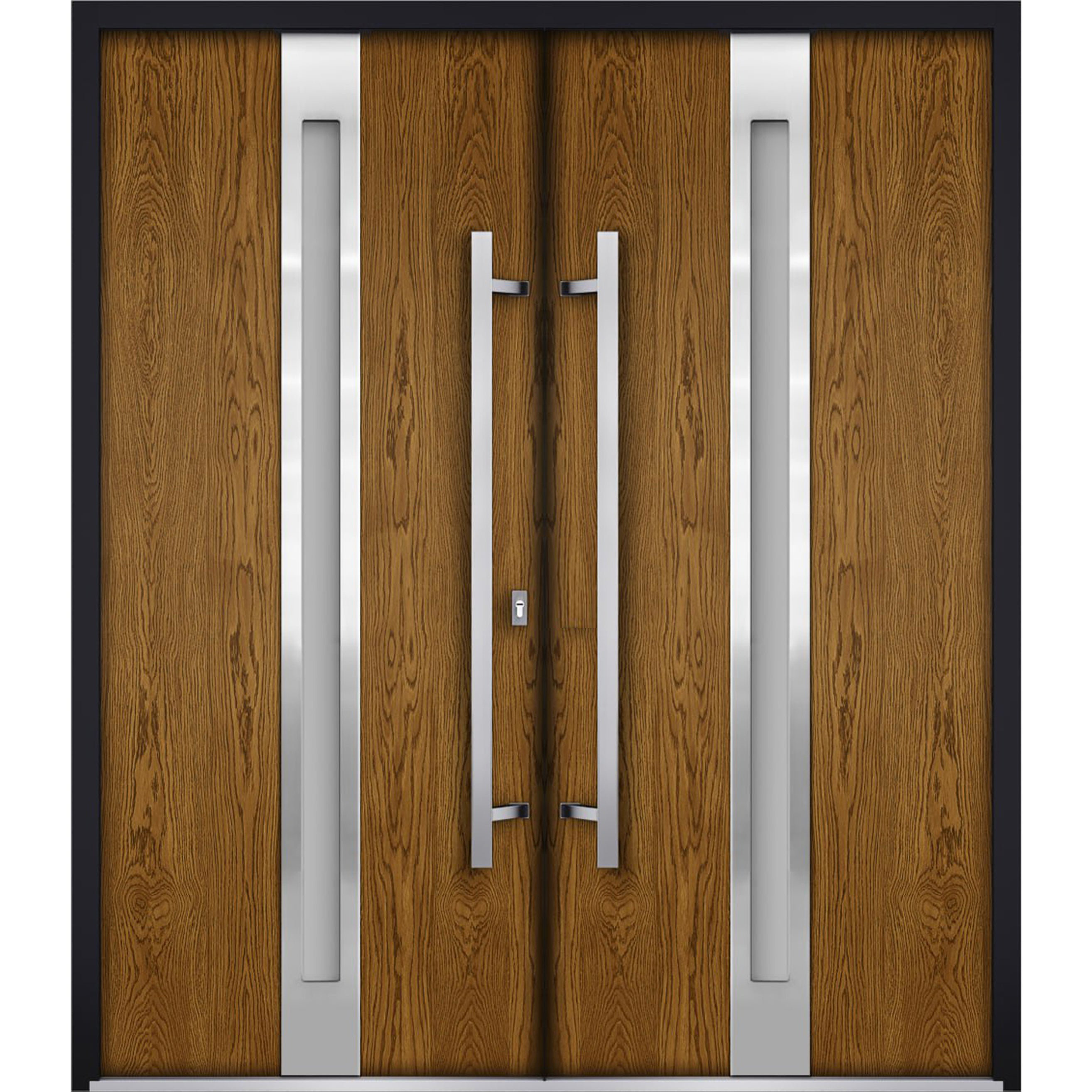 VDomDoors Front Exterior Prehung Metal Double Doors / Deux 1744 Natural ...