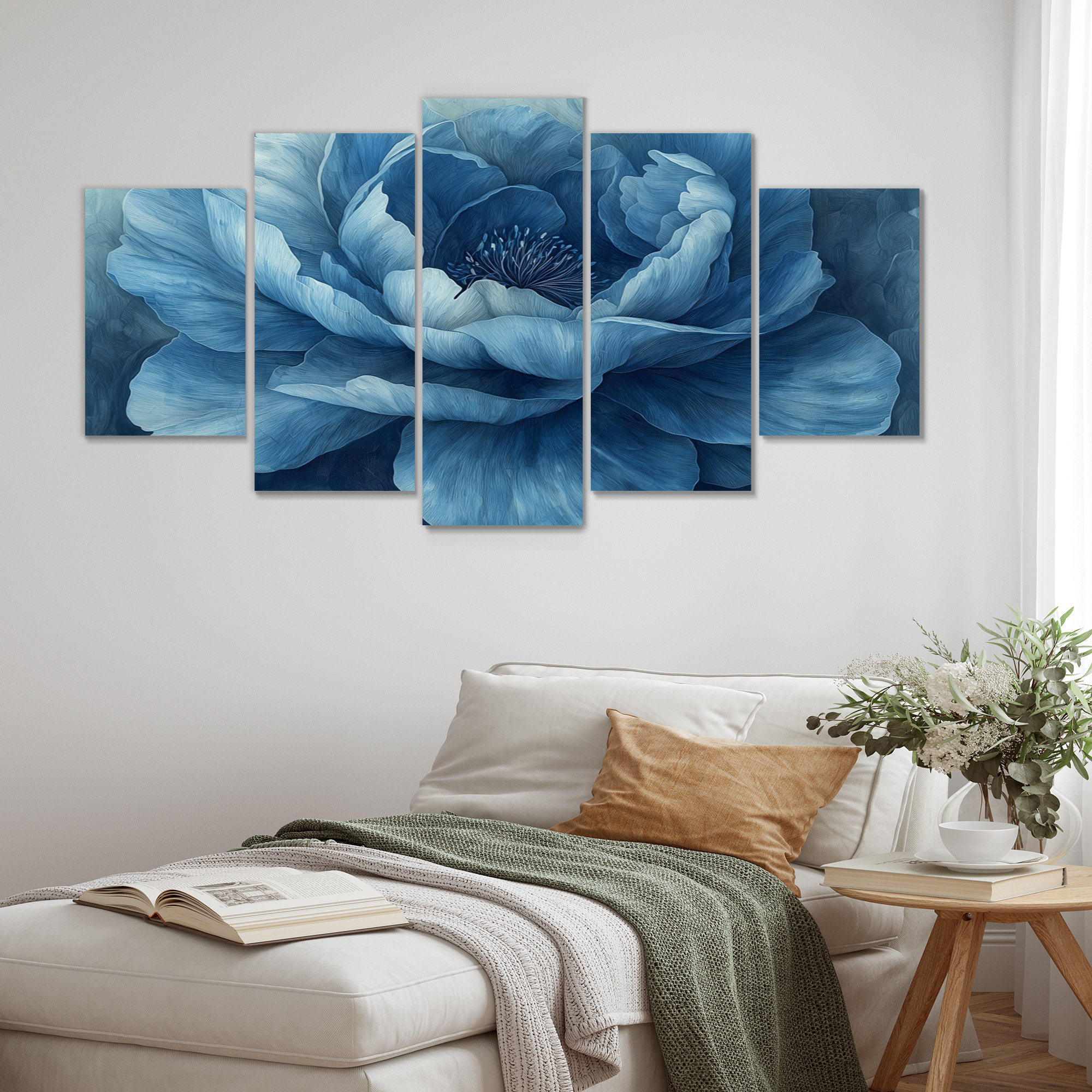 Mercer41 Blue Velvet Layers Of Peones I - Velvet Wall Art - Traditional ...
