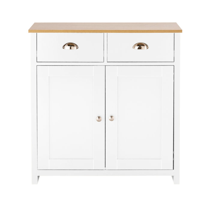 17 Stories Presilla 2 Drawer 2 Door Compact Storage Cupboard - White ...