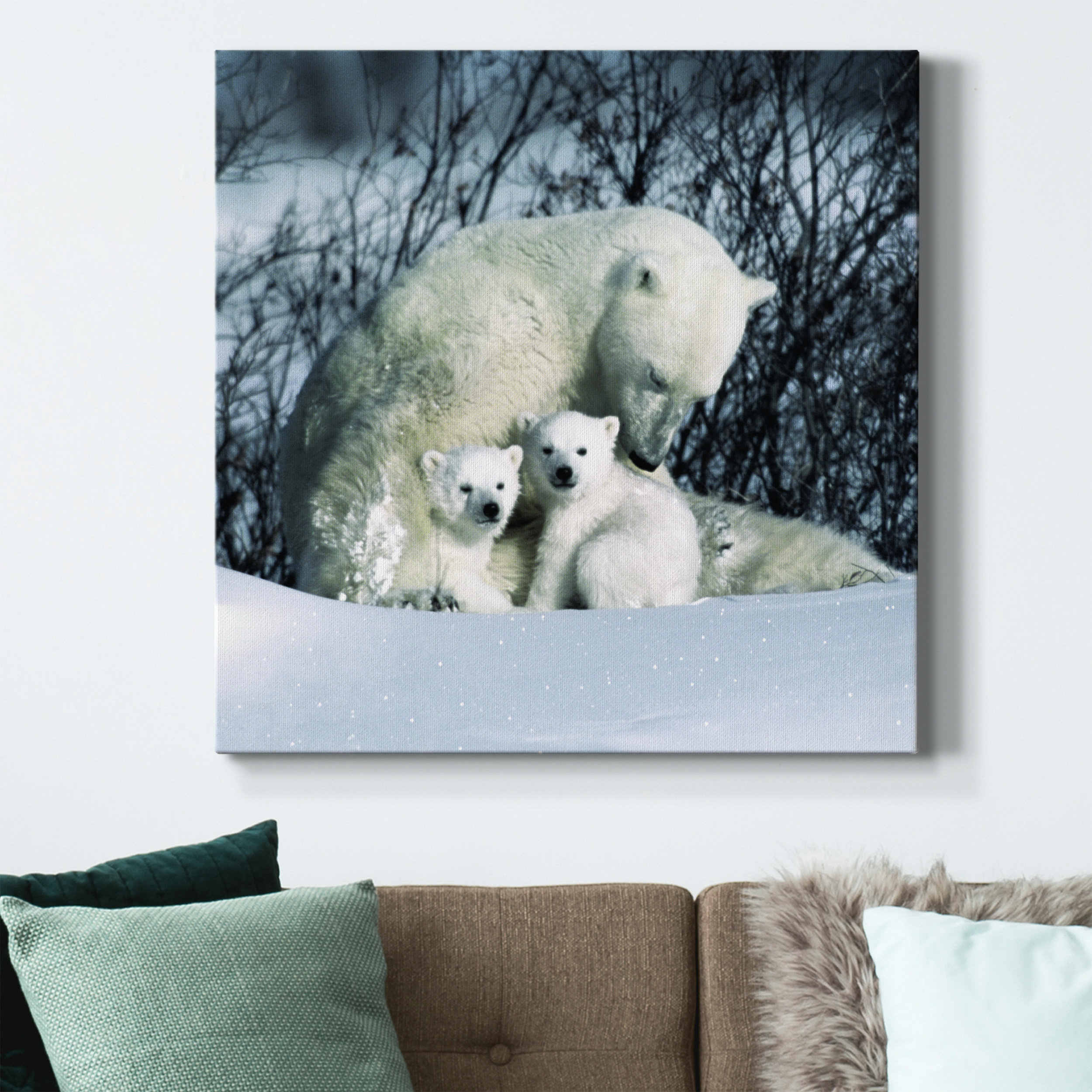 Ebern Designs Winter Snuggle - Wrapped Canvas Photograph | Wayfair