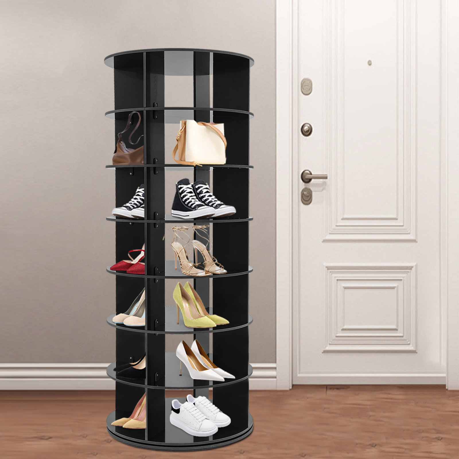 Latitude Run® 7-Tier 28 Pair Rotating Free Standing Shoe Rack & Reviews ...