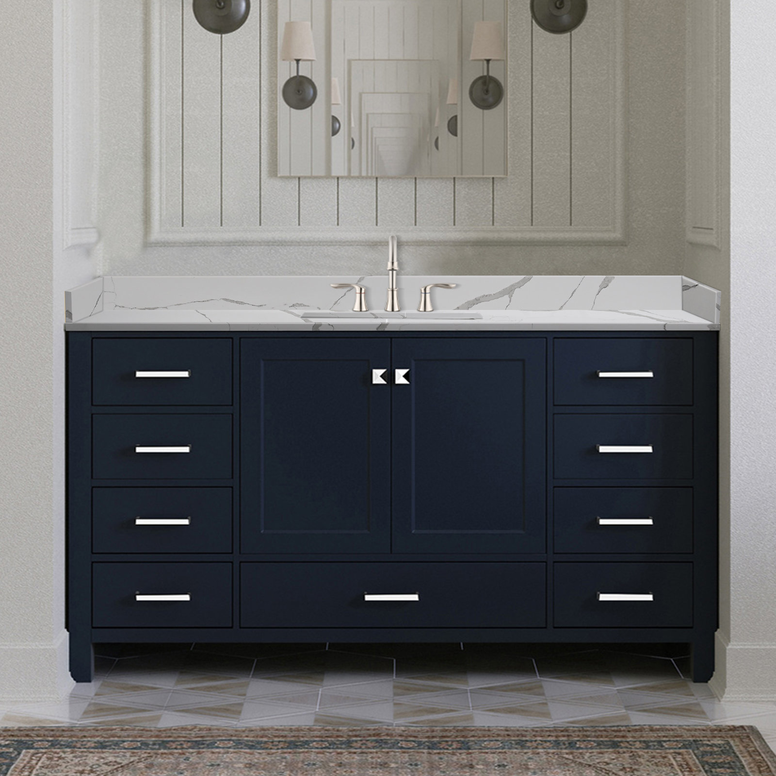 RENIST 60'' Quartz Single Bathroom Vanity Top without Cabinet Body ...