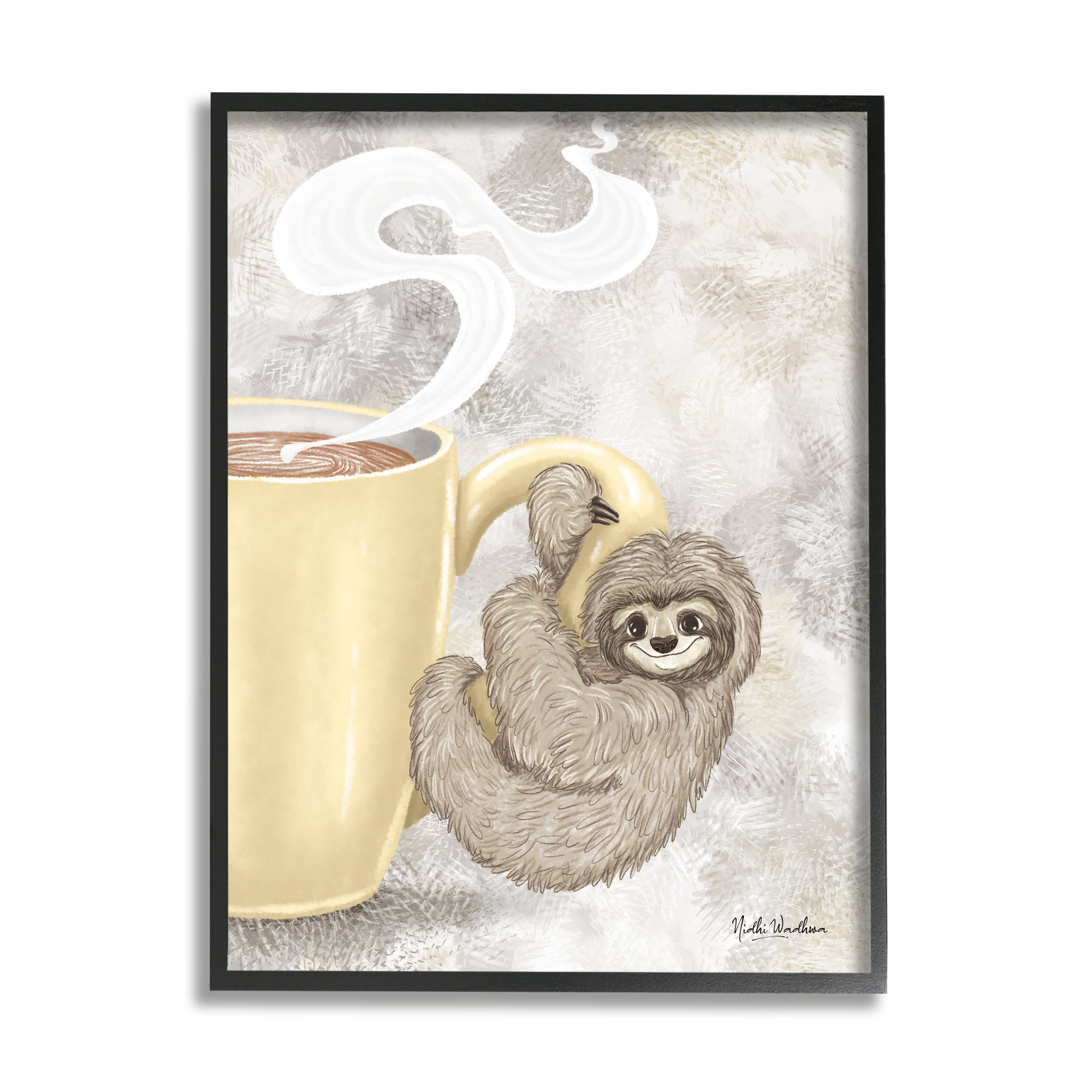 Bungalow Rose Sloth On Coffee Mug Framed Giclee Art Design By Nidhi ...