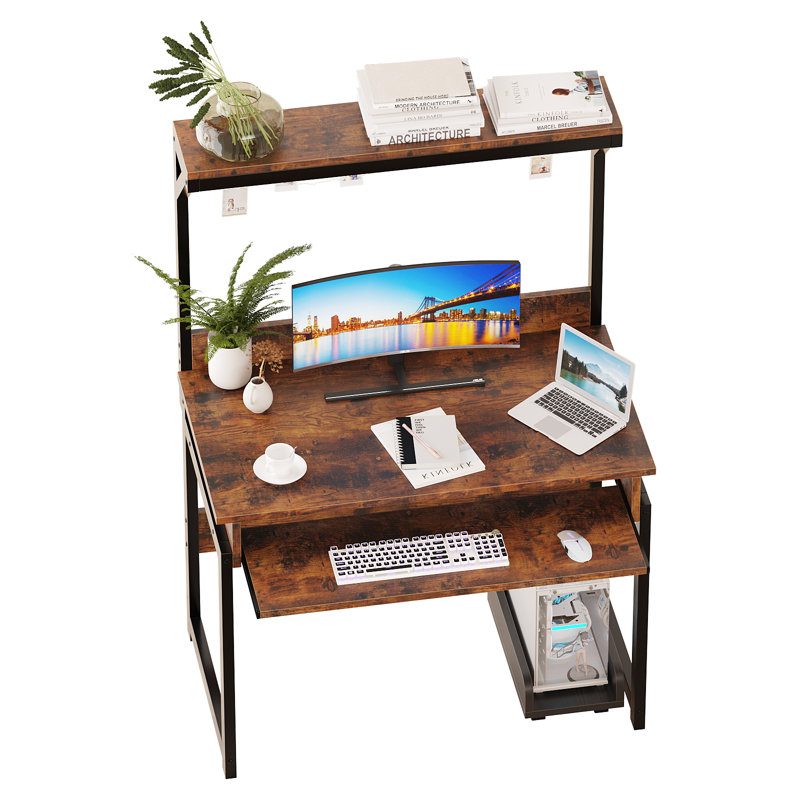 17 Stories 31.5" Computer Desk with Hutch, Space-Saving Office Desk ...