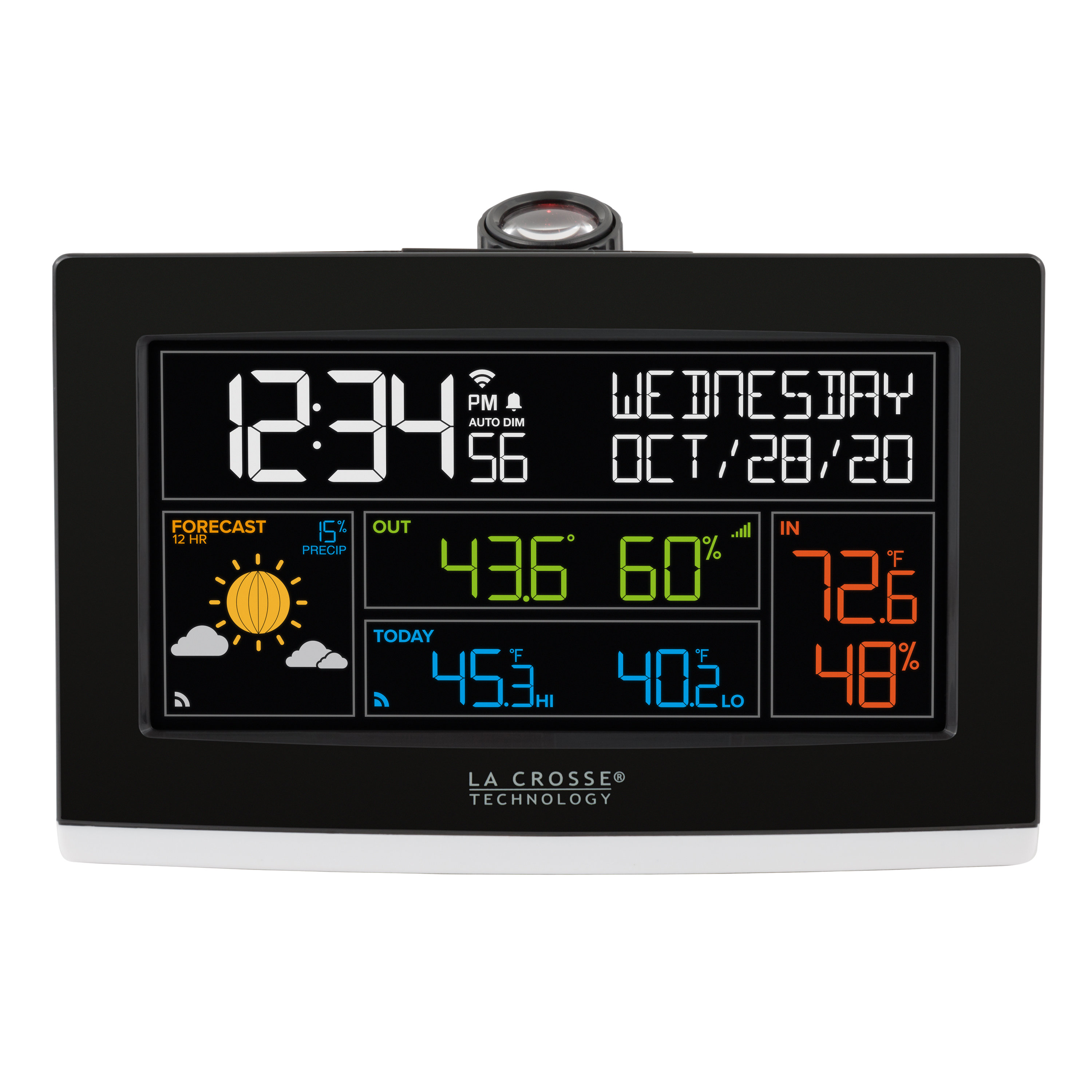 La Crosse Technology Projection Alarm Clock with WiFi Connectability ...
