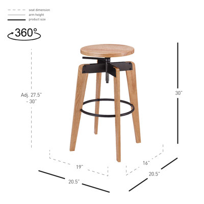 Steelside™ Hull Solid Wood Adjustable Height Stool & Reviews | Wayfair