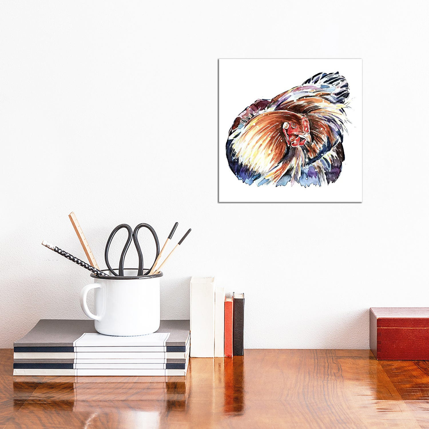 East Urban Home Stink Eye Hen by EdsWatercolours - Painting Print | Wayfair