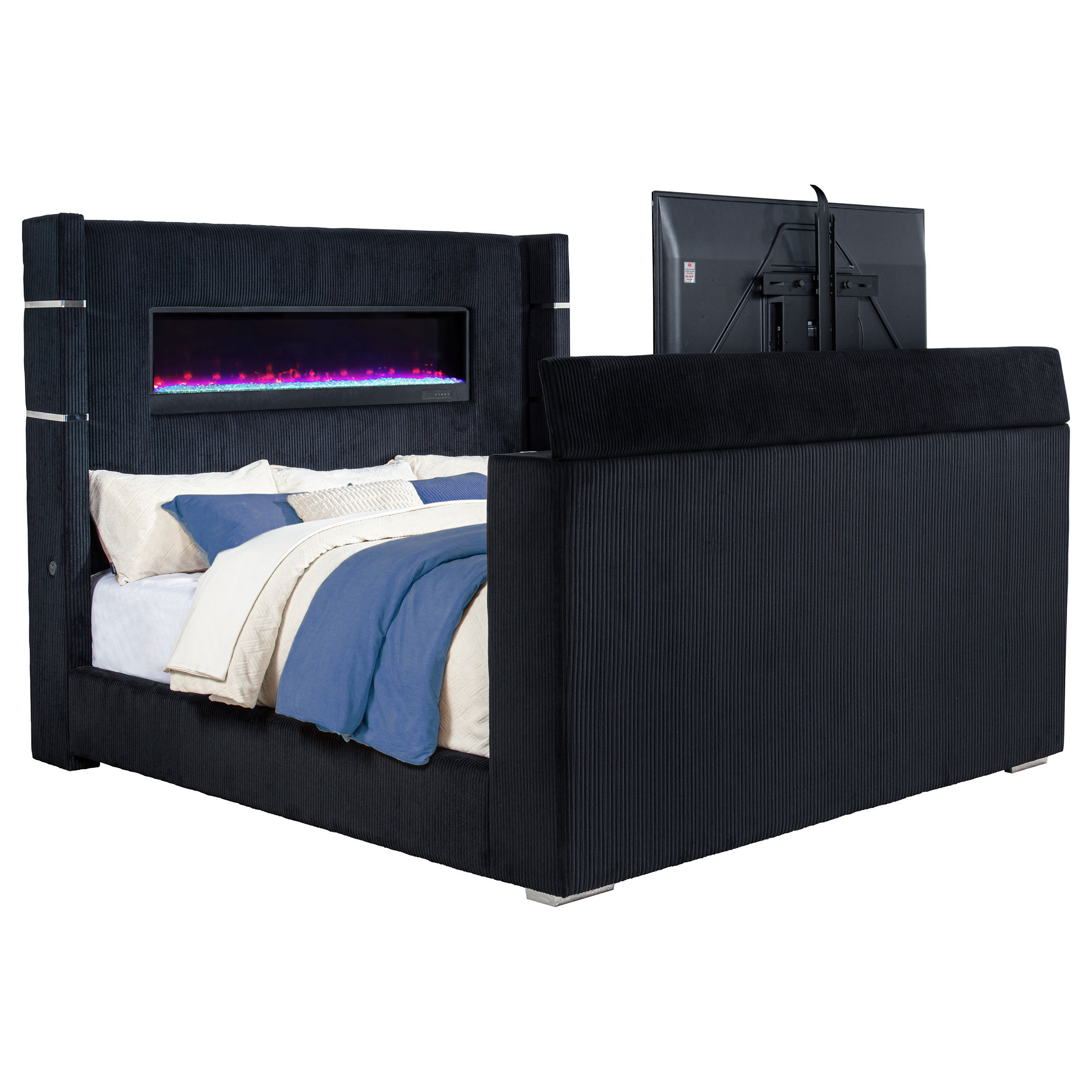 Lark Manor™ Omaha Flame Visualizer TV Bed Black | Wayfair