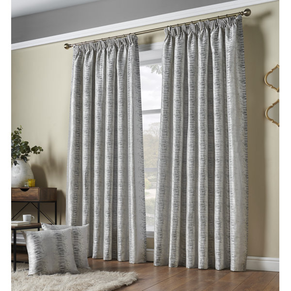 Hashtag Home Auberon Reflective Pencil Pleat Room Darkening Curtains ...