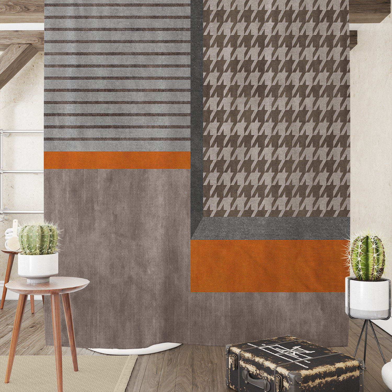 East Urban Home Houndstooth Single Shower Curtain | Wayfair