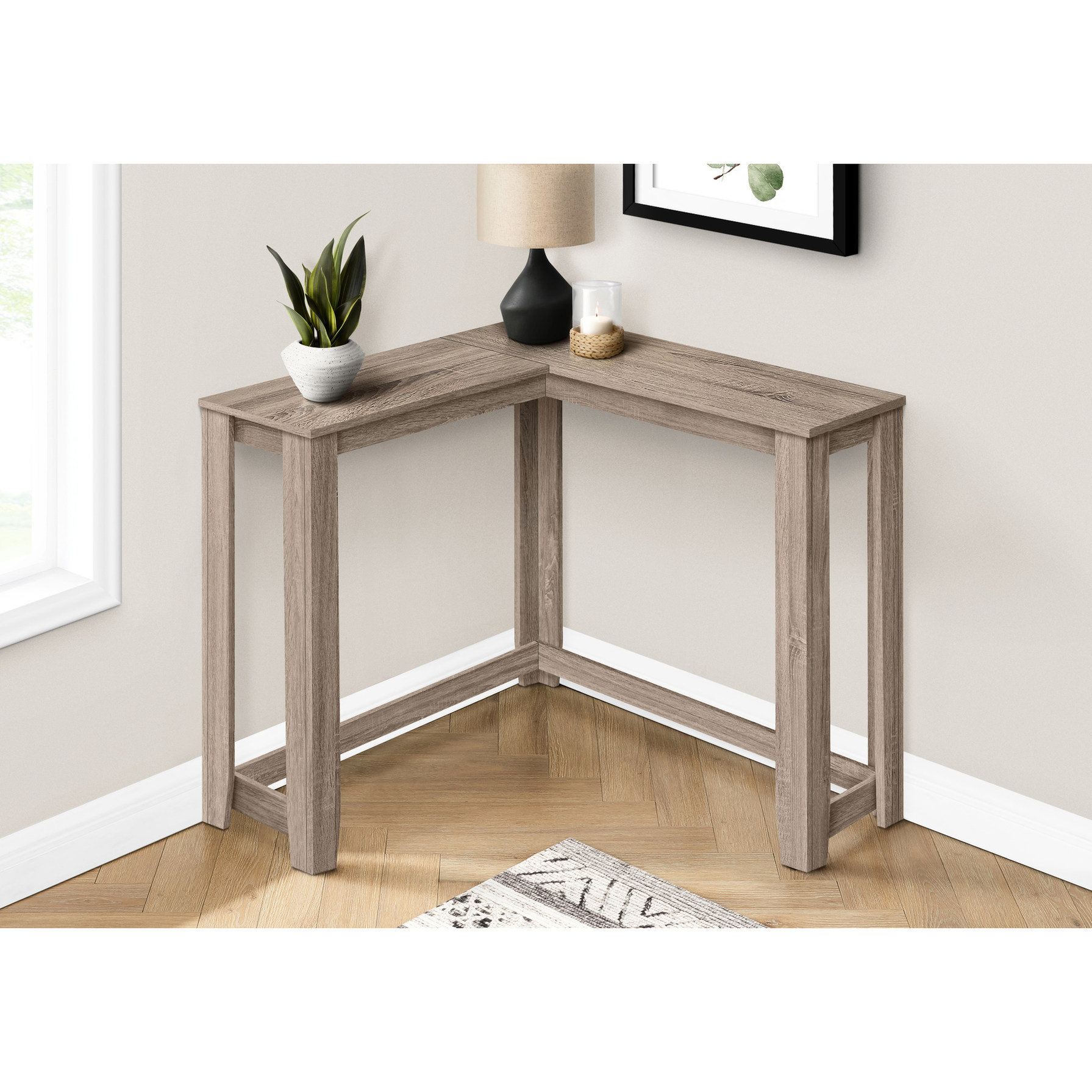 Gracie Oaks Taupe Narrow Living Room Accent Table, Console Corner For ...