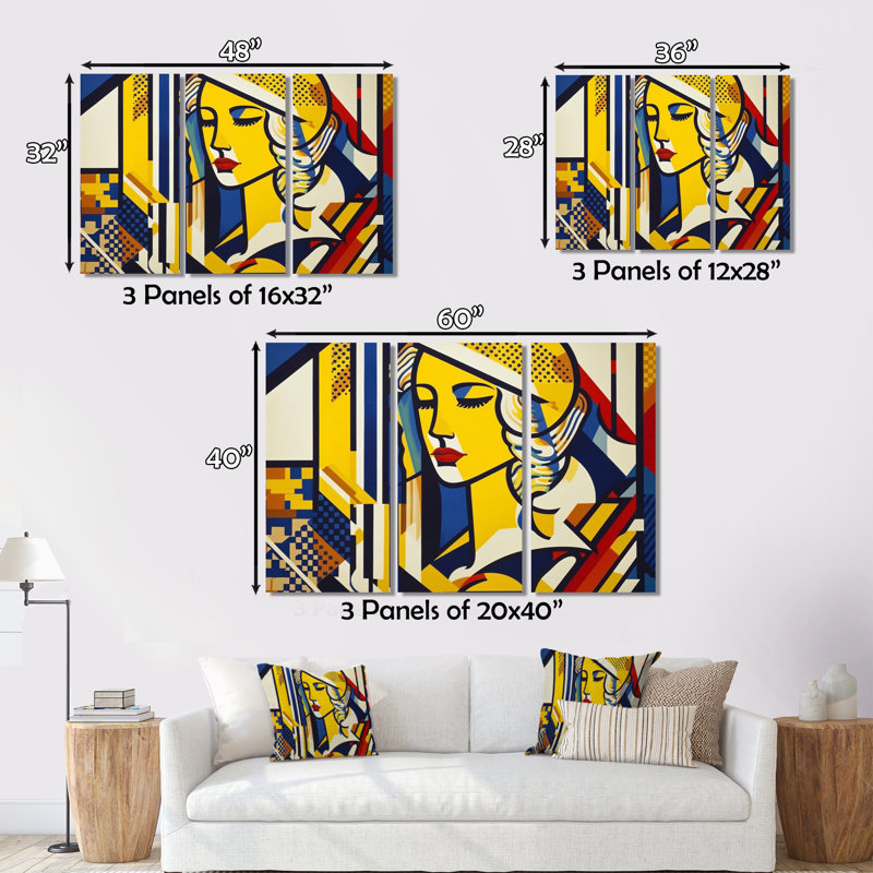 Design Art Cubic Woman Portrait II - Fashion Woman Metal Wall Decor Set ...