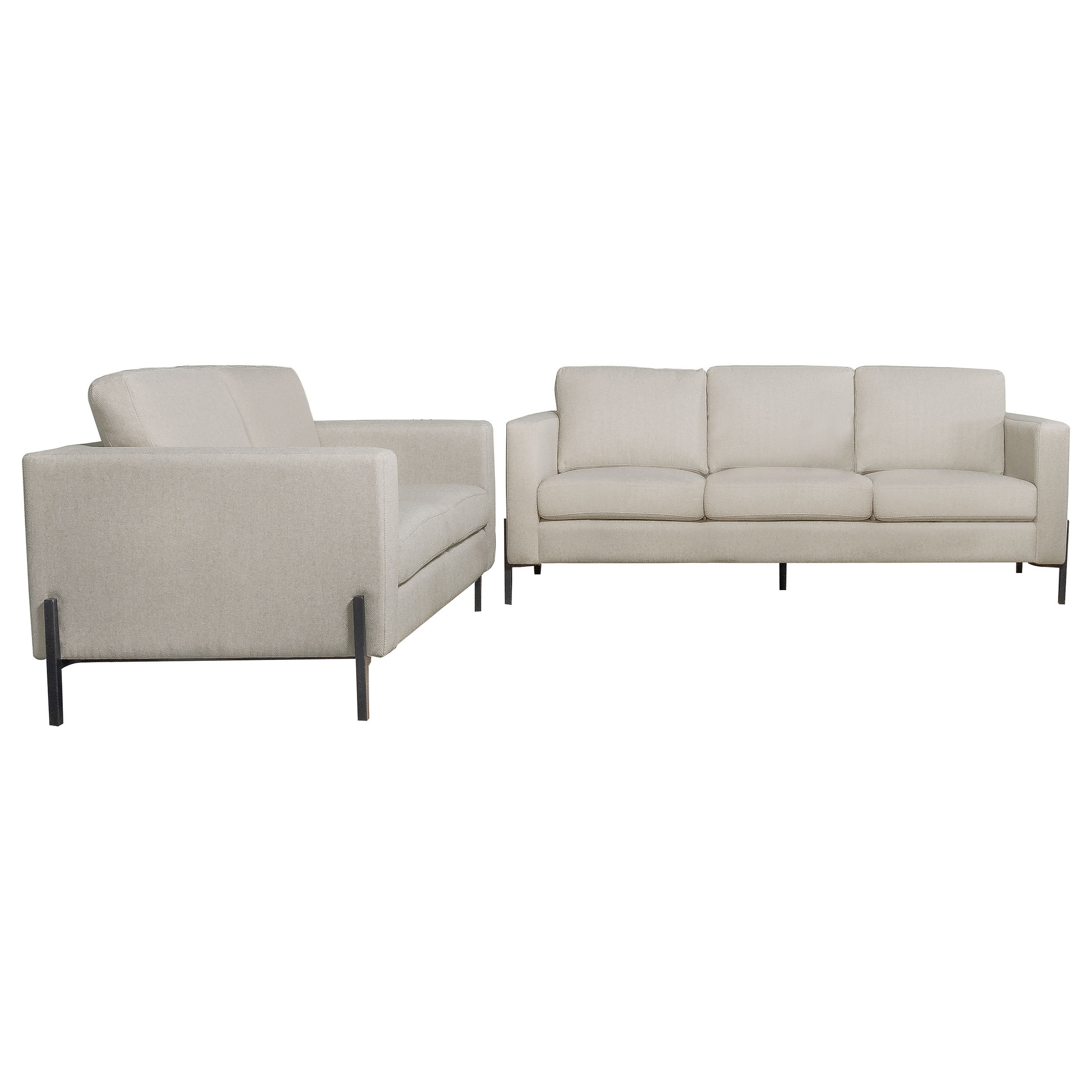 Hokku Designs Tilly 2-Piece Upholstered Track Arm Sofa Set Oatmeal ...