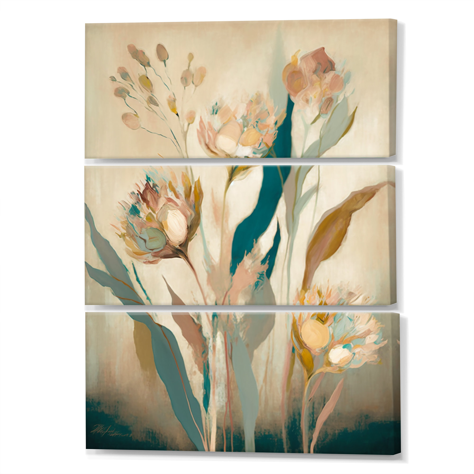 Design Art Wild Flowers In Faded Vintage Colours IV - Floral Canvas ...