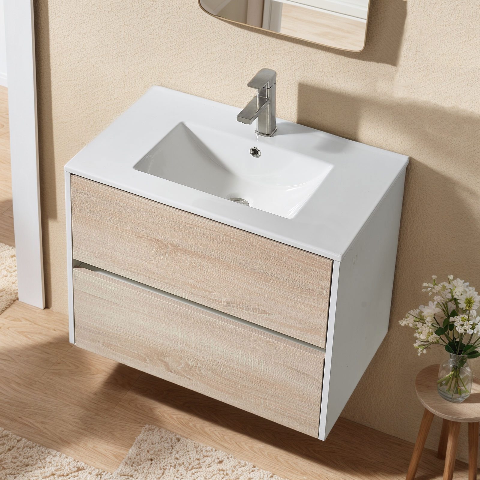 Ebern Designs 30'' Modern Danube Wall-Mounted Single Bathroom Vanity ...