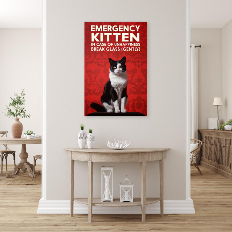 Trinx Emergency Kitten - 1 Piece Rectangle Graphic Art Print On Wrapped ...