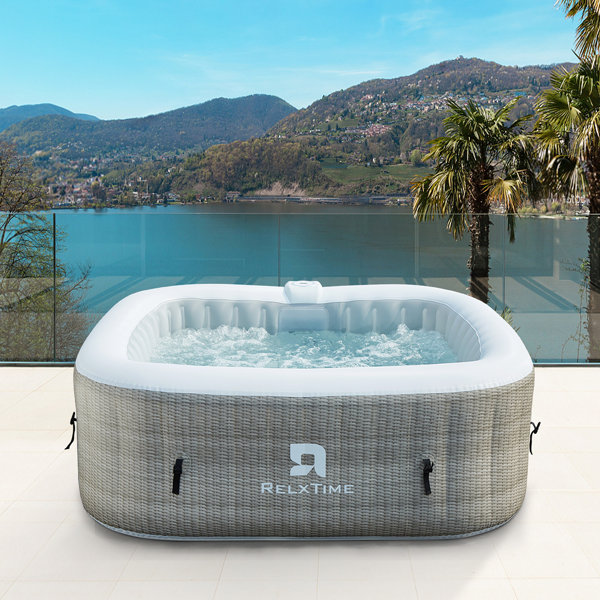 RELXTIME Square Hot Tub Inflatable Spa 4-6 Person Portable Hottub ...