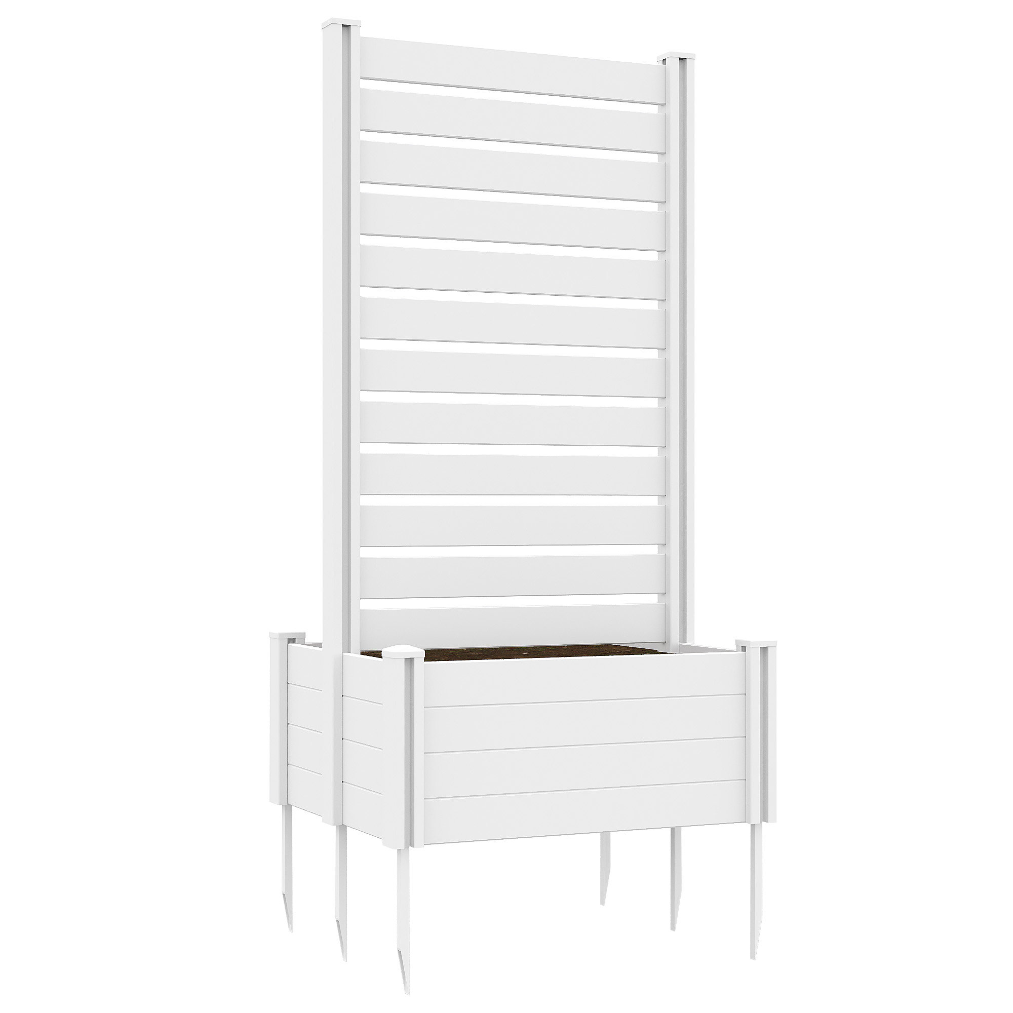 Hokku Designs Outdoor White Vinyl Rectangular Individual Planter Box ...
