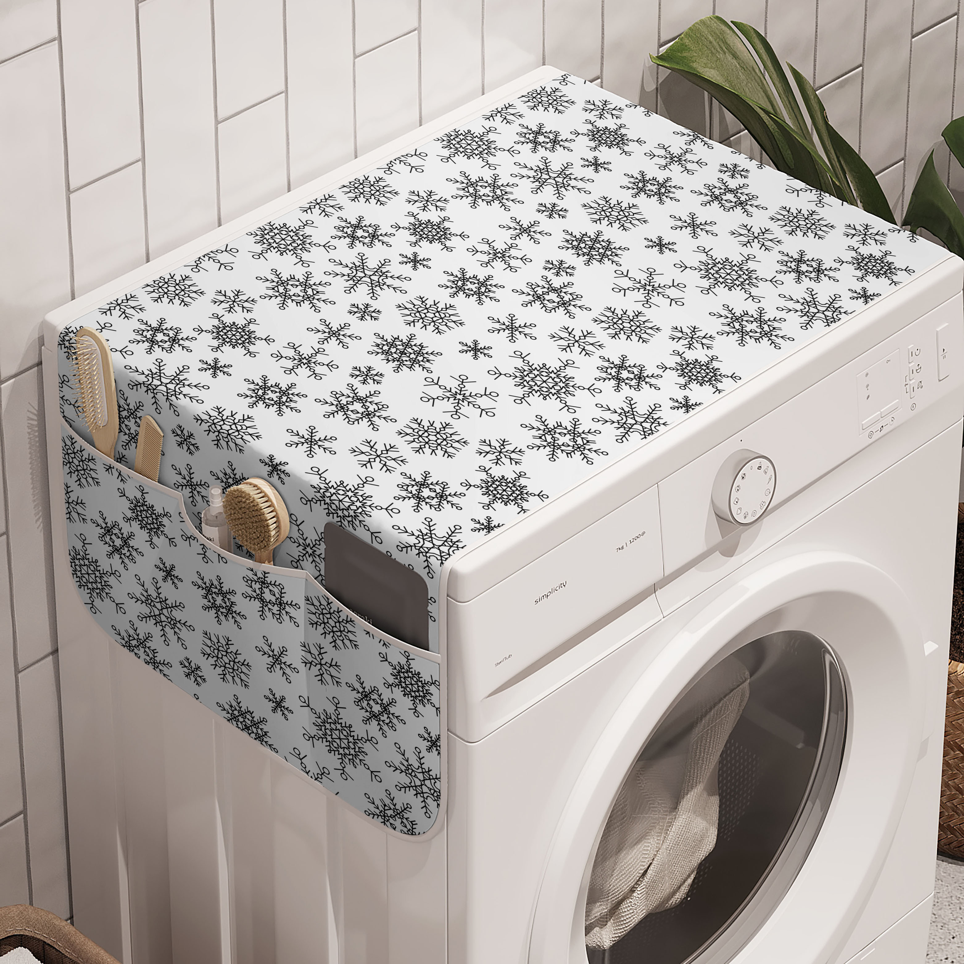 East Urban Home Snowflake Washing Machine Organizer Pack of 2 47" x 18. ...