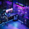 Inbox Zero L Shaped Gaming Desk With LED Lights Power Outlet ...