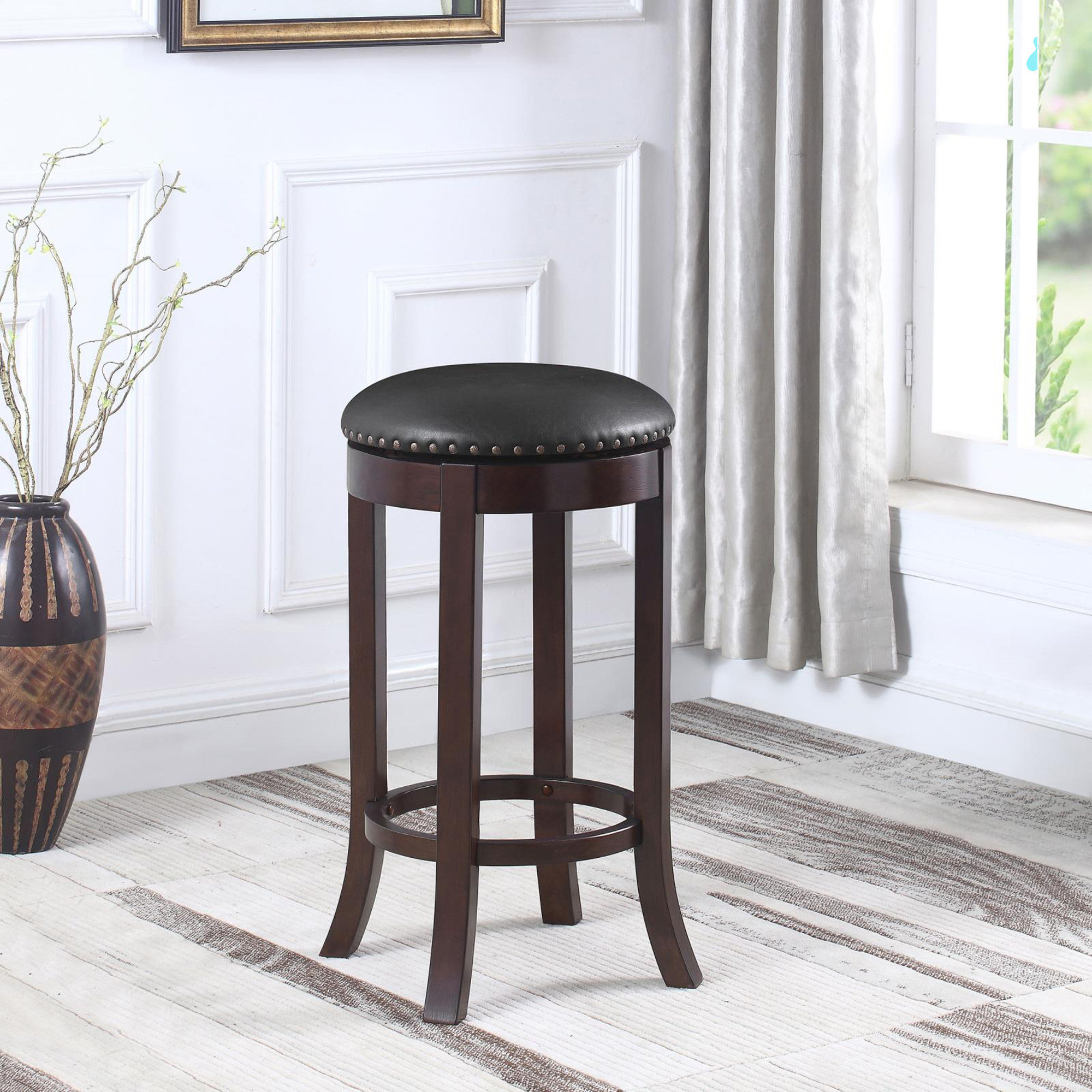 Lark Manor™ Medium Brown Swivel Bar Stools (Set Of 2) | Wayfair