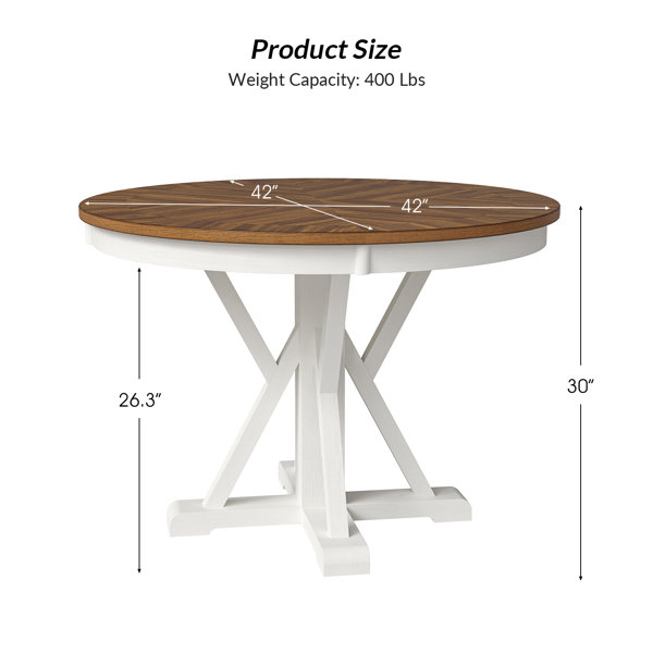 Gracie Oaks Amoz 42" Pedestal Round Solid Wood Frame Dining Table ...