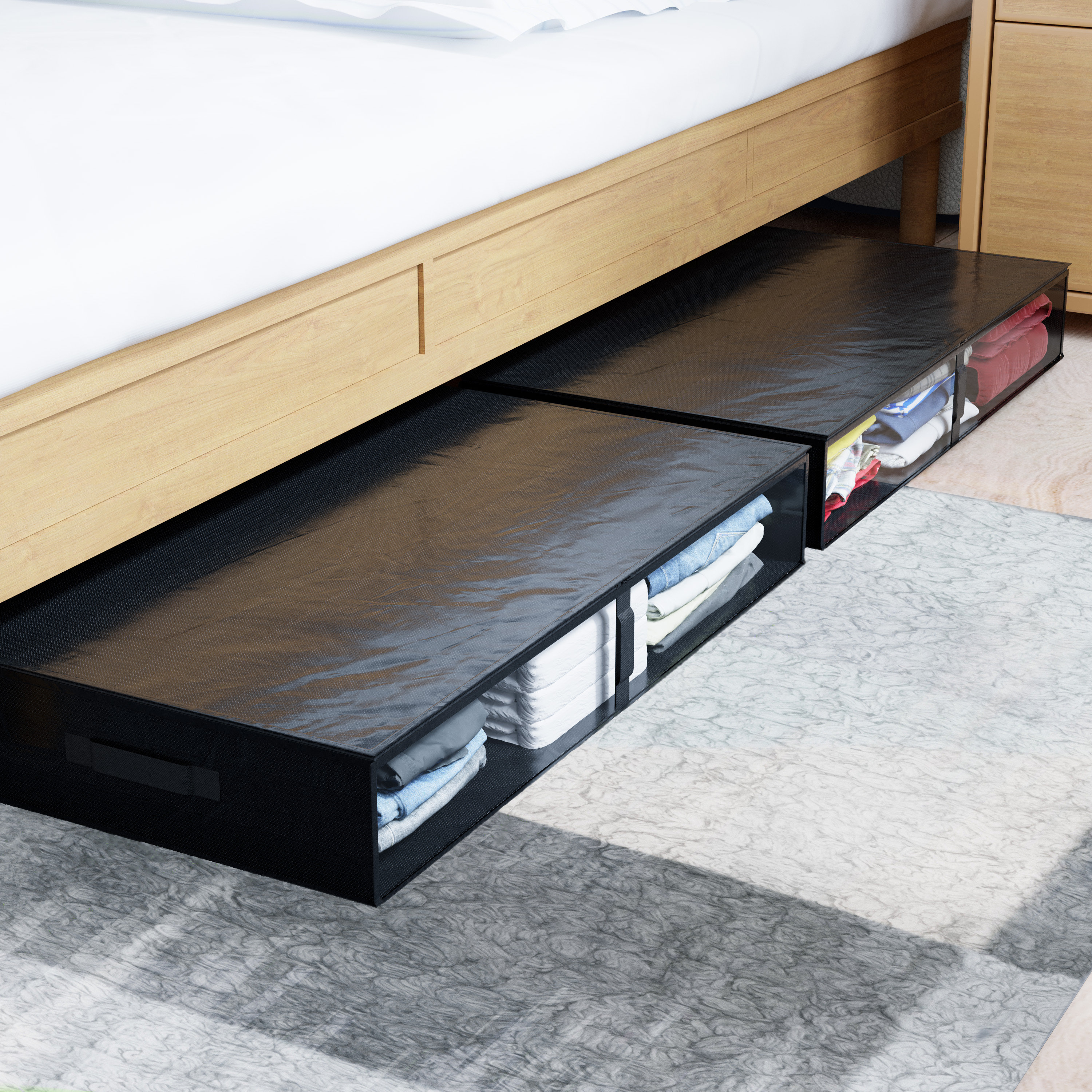 SpaceAid 2 Pack 75L Under Bed Storage Containers - Durable Foldable ...