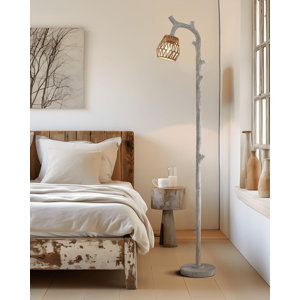 Gracie Oaks Rustic Farmhouse Tree Trunk Floor Lamp for Bedroom Living ...