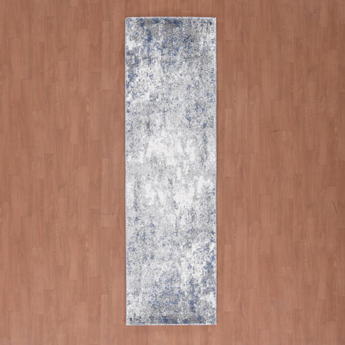 17 Stories Holly Transitional Abstract Durable Performance Blue Area ...