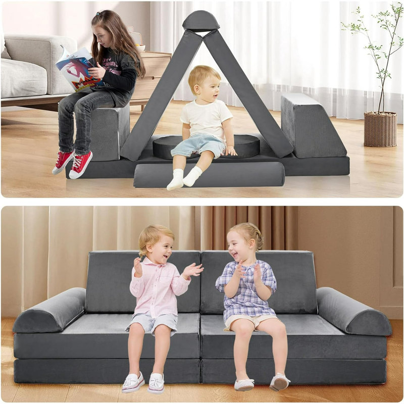 Isabelle & Max™ 10Pcs Play Sofa Set For Kids, Modular Sofa Fold Out ...