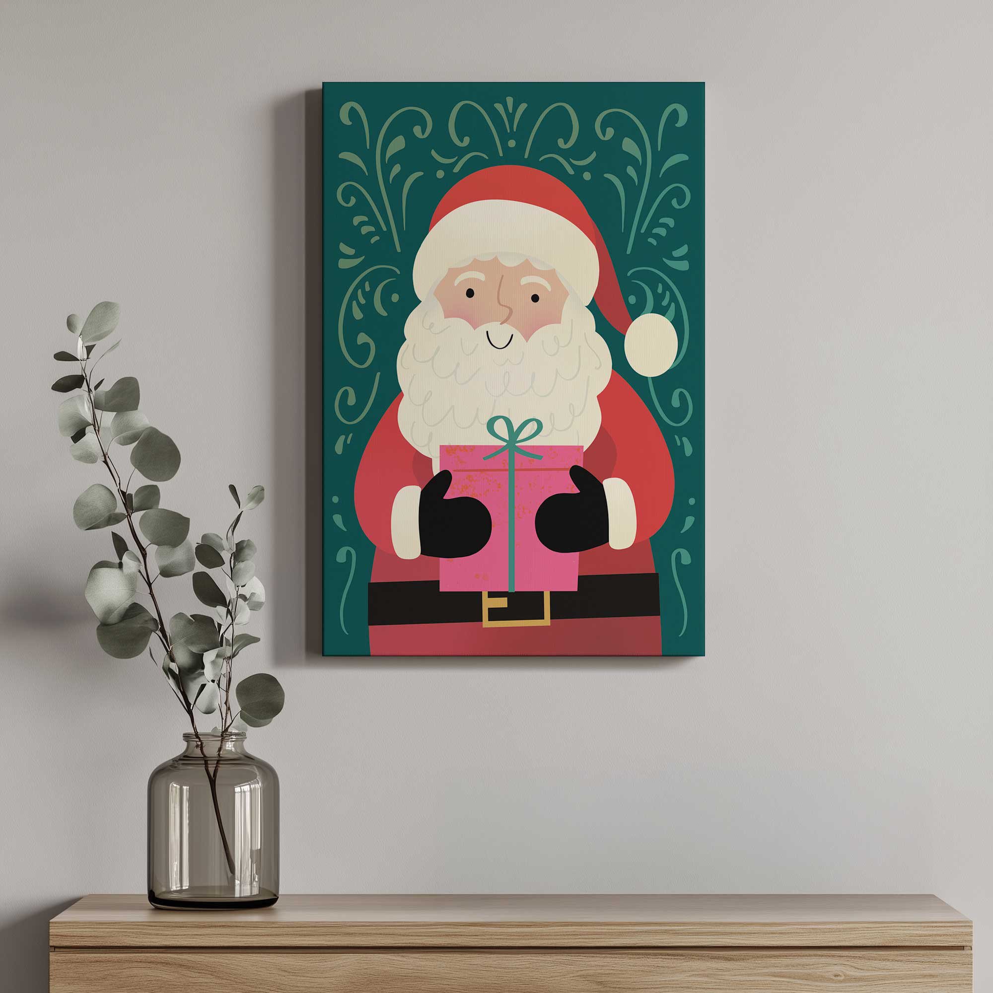 Ebern Designs Happy Santa Illustration I by Victoria Barnes Canvas Art ...