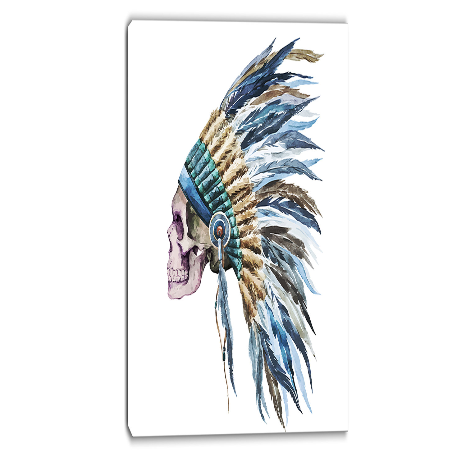 Design Art American Native Hat and Skull Digital - Wrapped Canvas ...