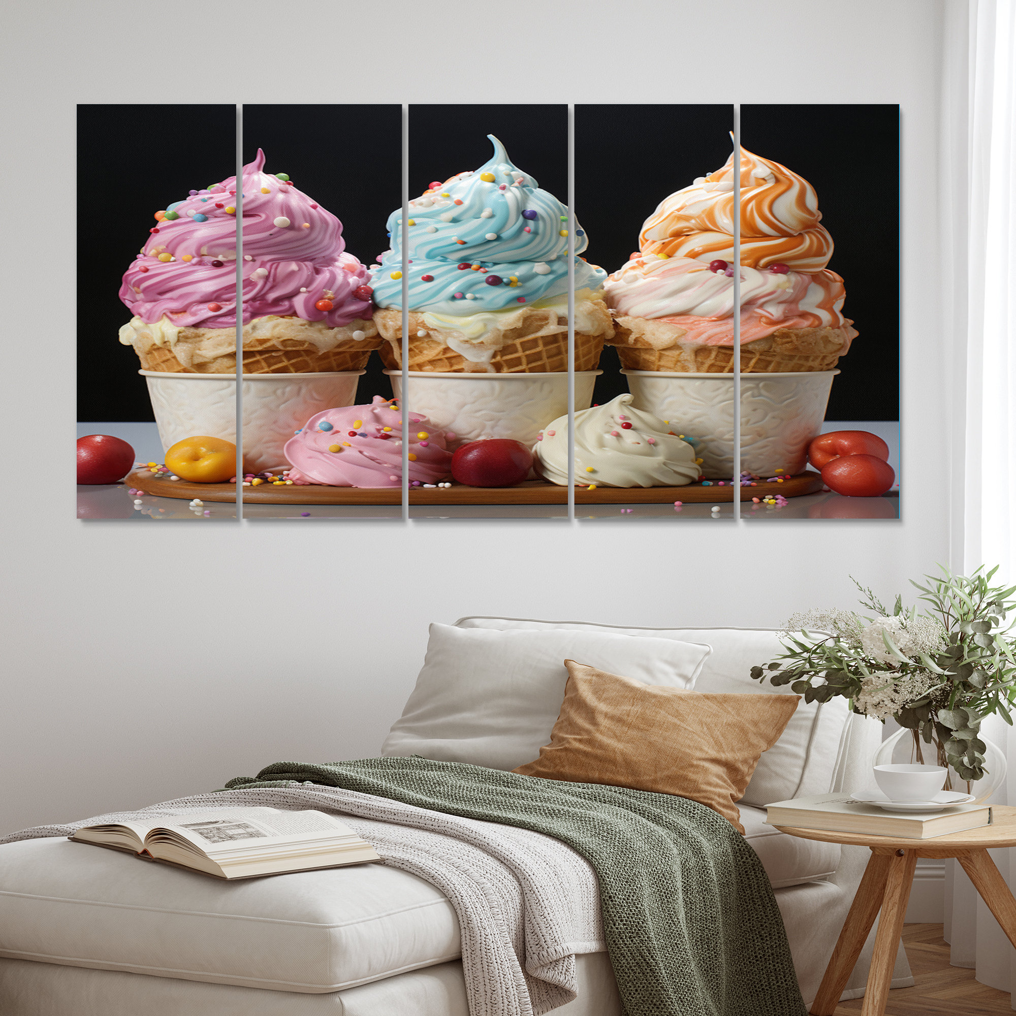 Design Art Food Ice Cream Pointillism IV - Food & Beverage Wall Art ...