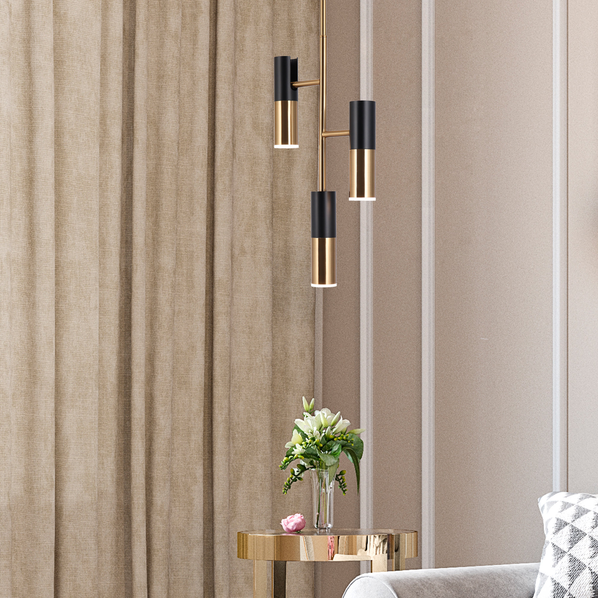 Everly Quinn Miaisabella 3-Light Unique Modern Linear LED Chandelier ...