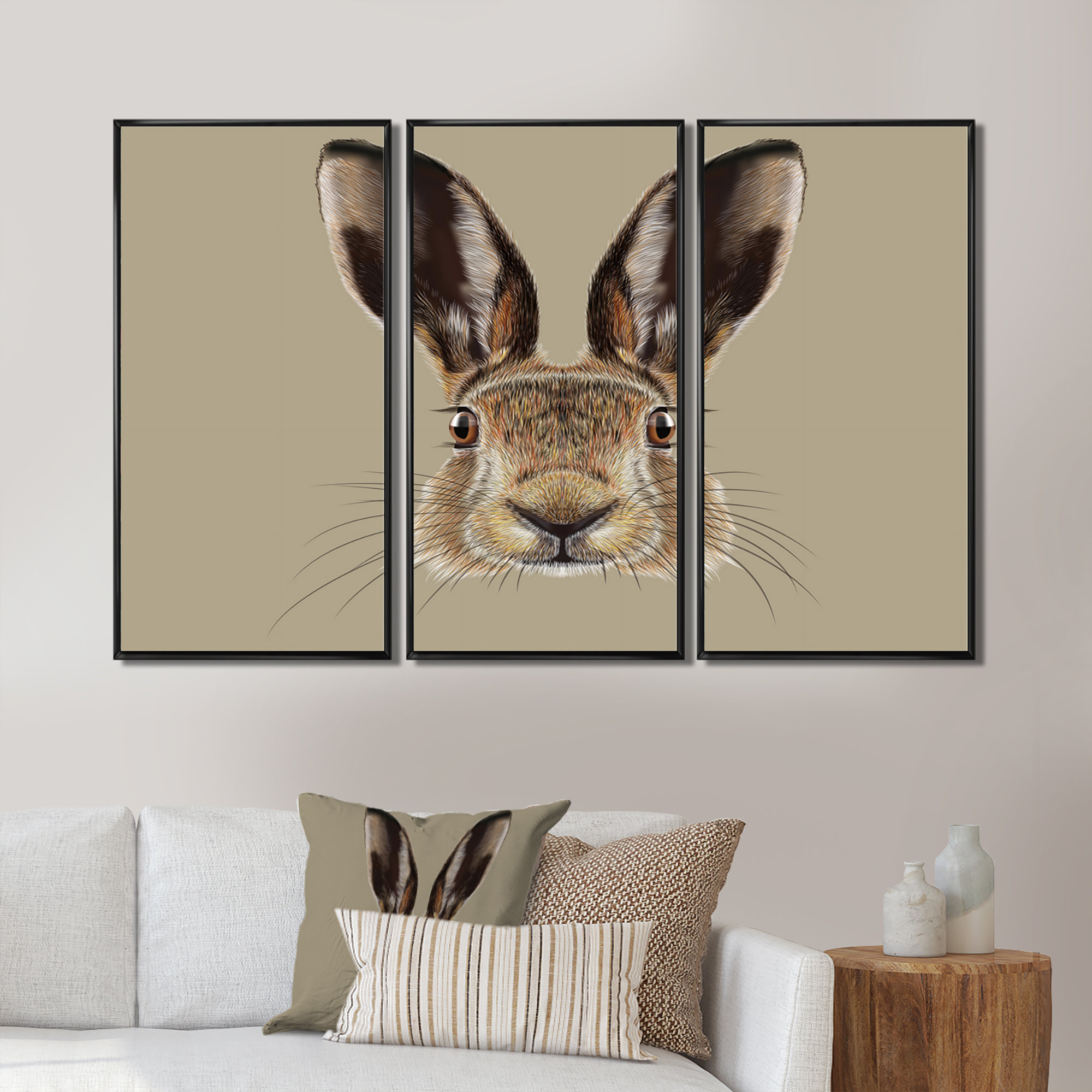 Gracie Oaks Portrait Of Hare II - Traditional Framed Canvas Wall Art ...