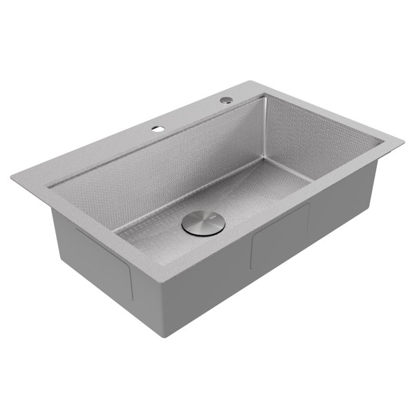 Karran Matrix 33" Top Mount Workstation 16 Gauge Single Bowl Stainless ...