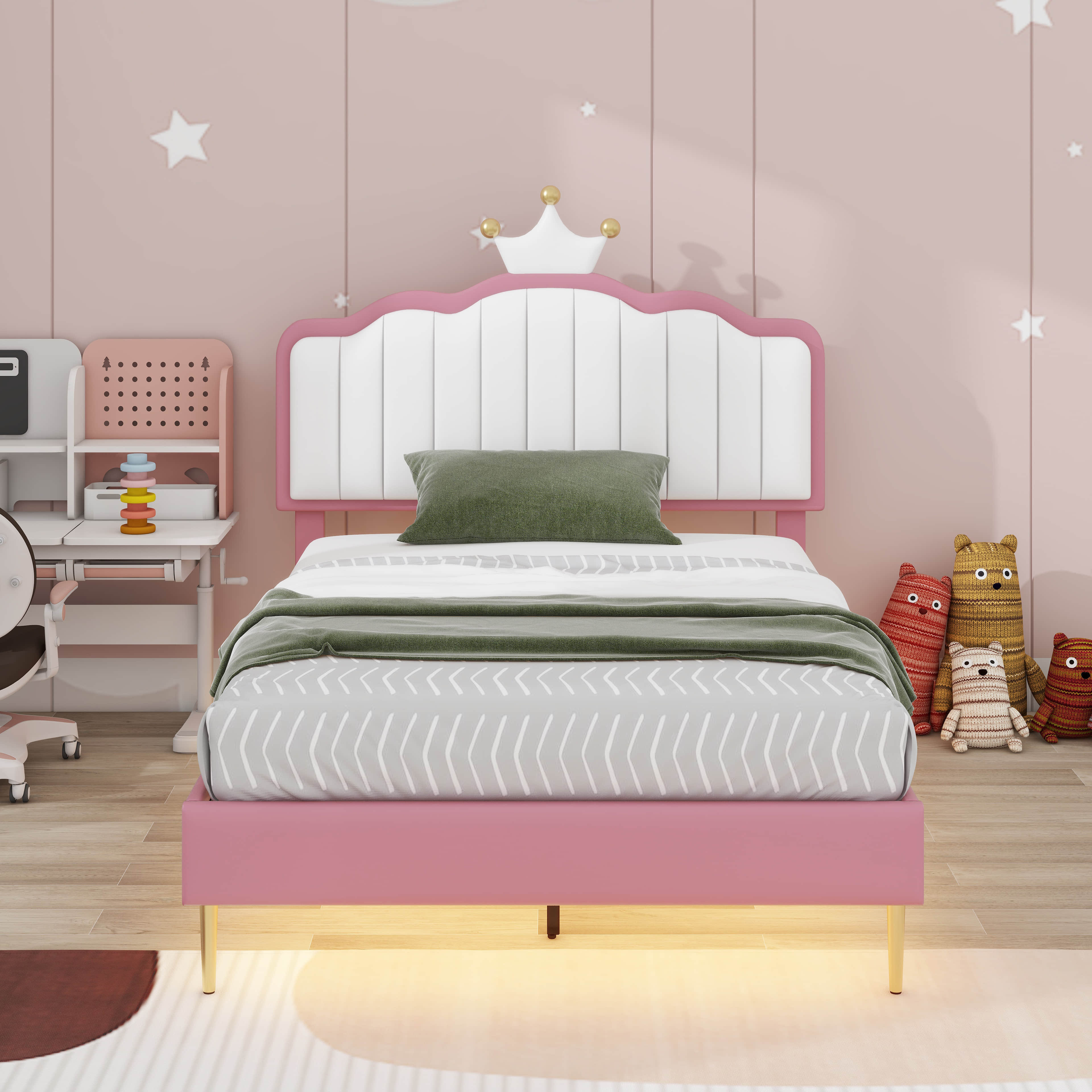 House of Hampton® Upholstered Princess Bed With Crown Headboard | Wayfair