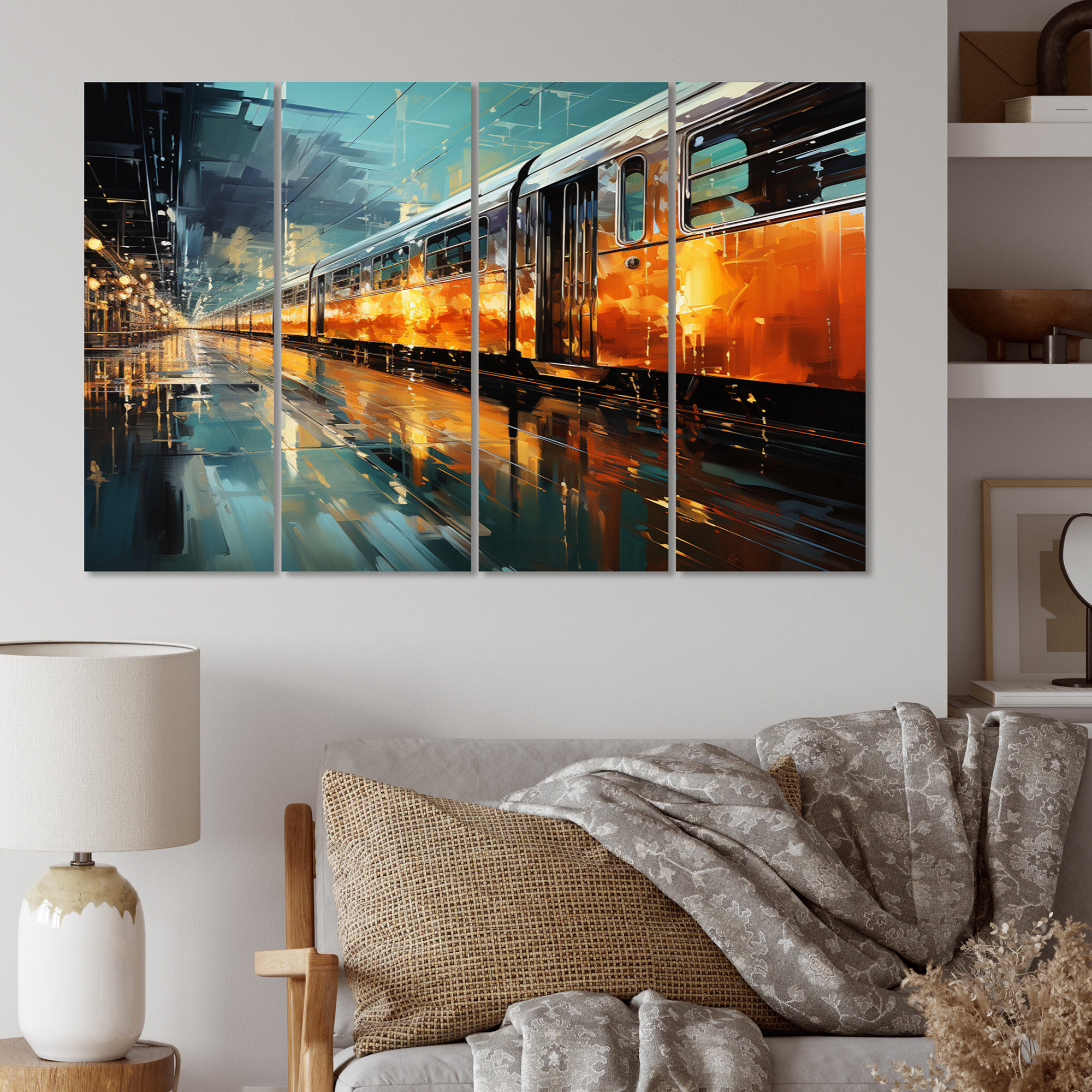 Williston Forge Abstracted Train Reflections III On Canvas 4 Pieces ...