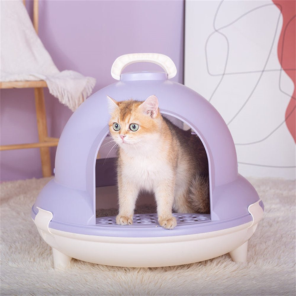 Happy & Polly Spaceship Cat Litter Box, Easy Cleaning Cat Litter Box ...