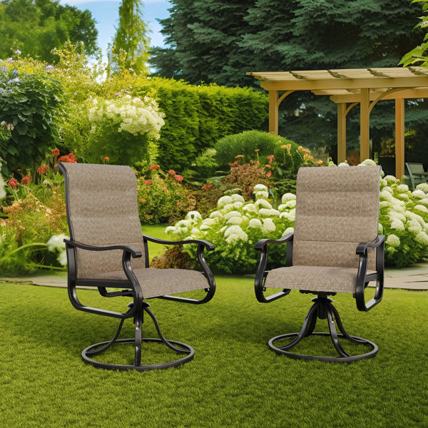 Charlton Home® Derrald Outdoor Dining Armchairs with Cushion(Set of 2 ...