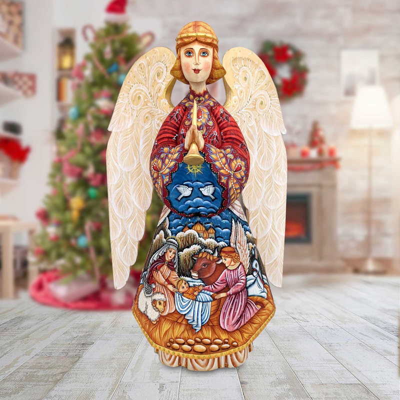 G Debrekht Masterpiece Wood Carved the Good Shepherd's Crib Angel ...