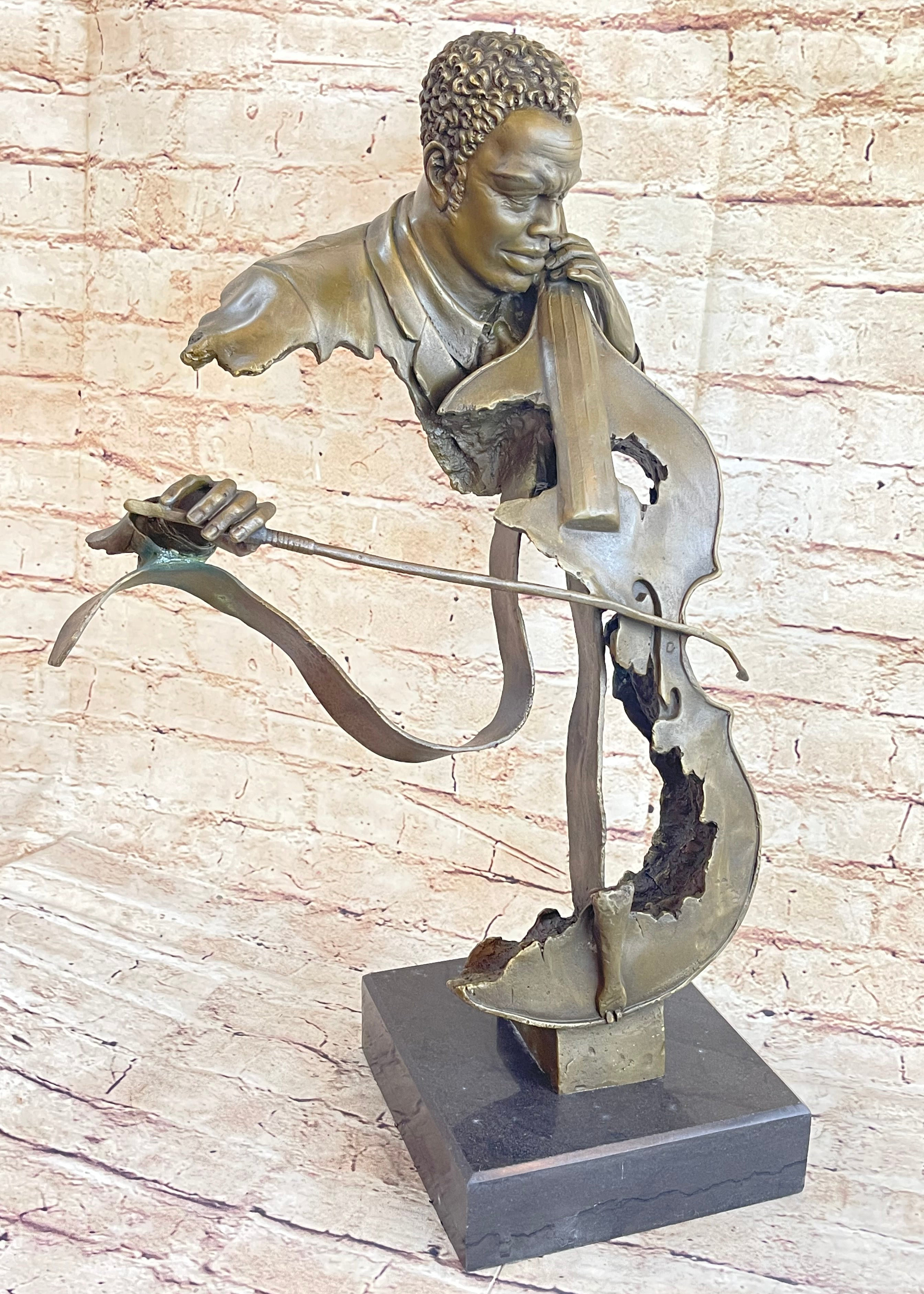 Red Barrel Studio 100% Real Large Cello Player Bronze Sculpture ...