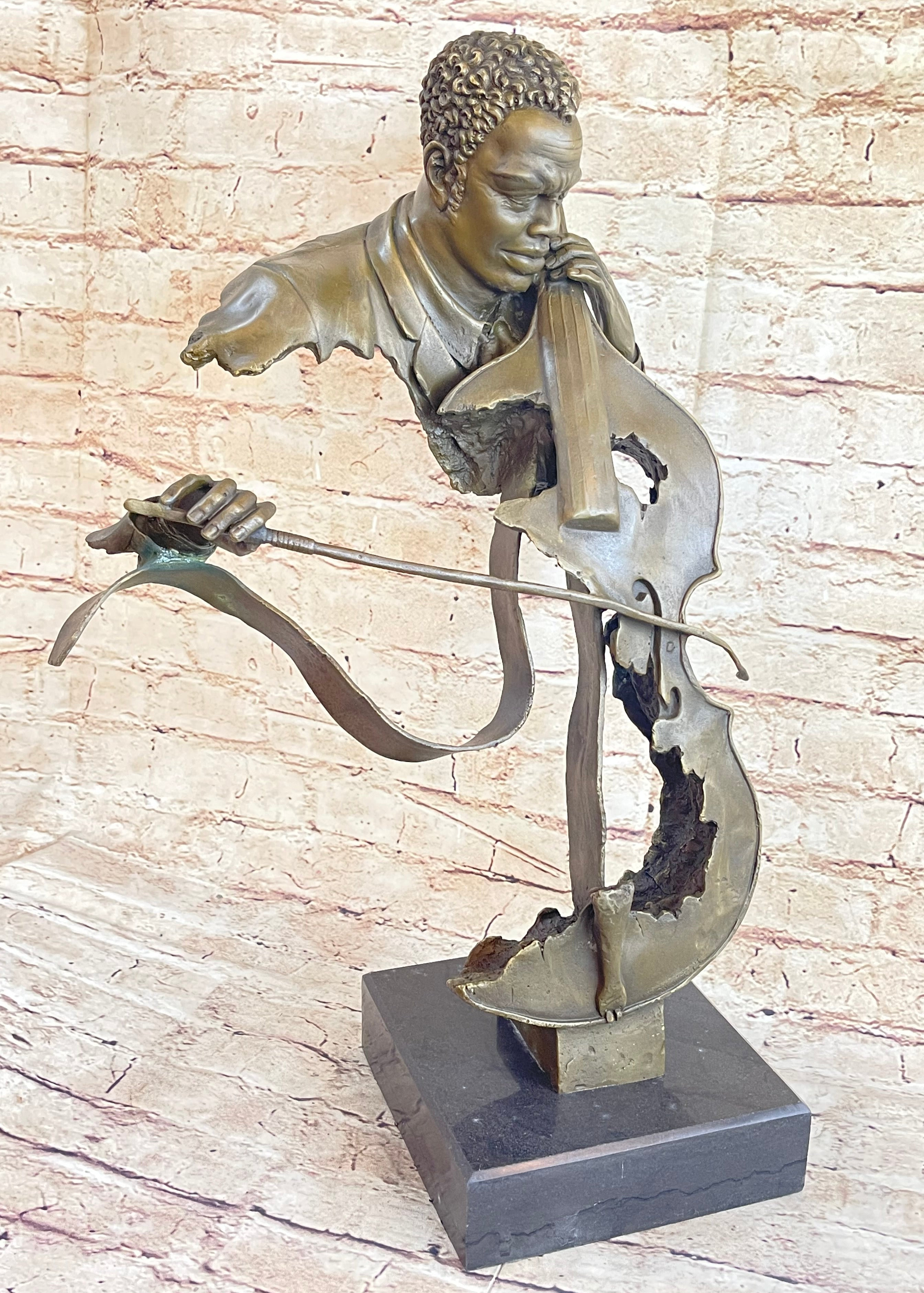 Red Barrel Studio® Nerey Cello Player Bronze Sculpture Musician Marble ...