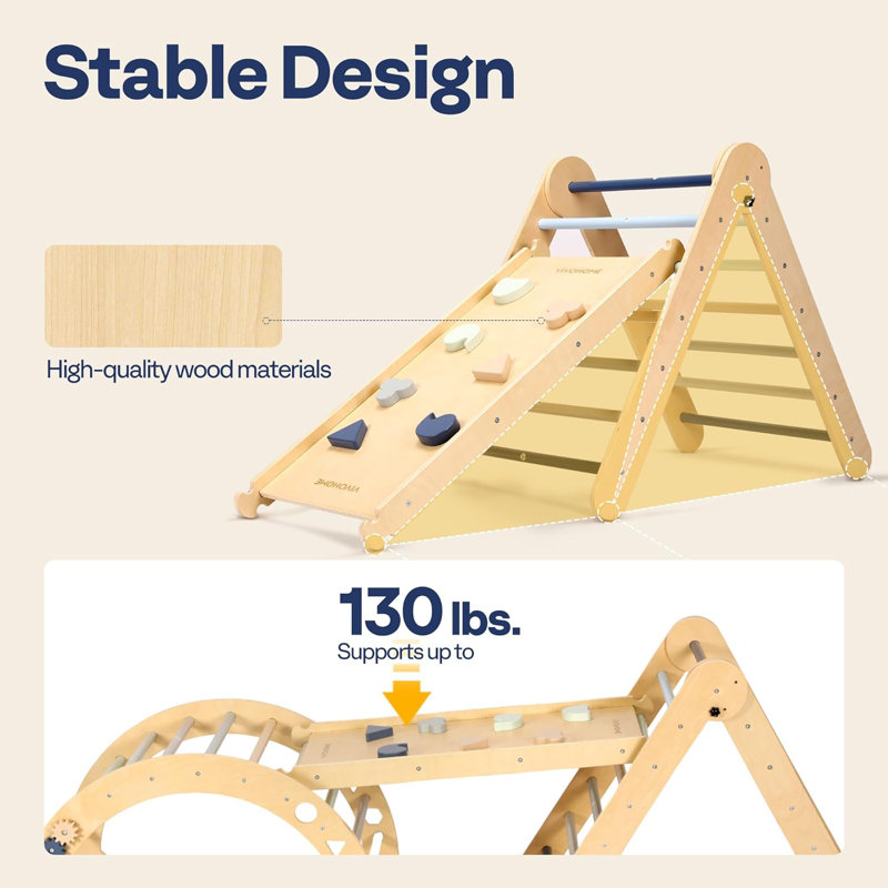 VIVOHOME 8 In 1 Pikler Triangle Set Wooden Climber | Wayfair