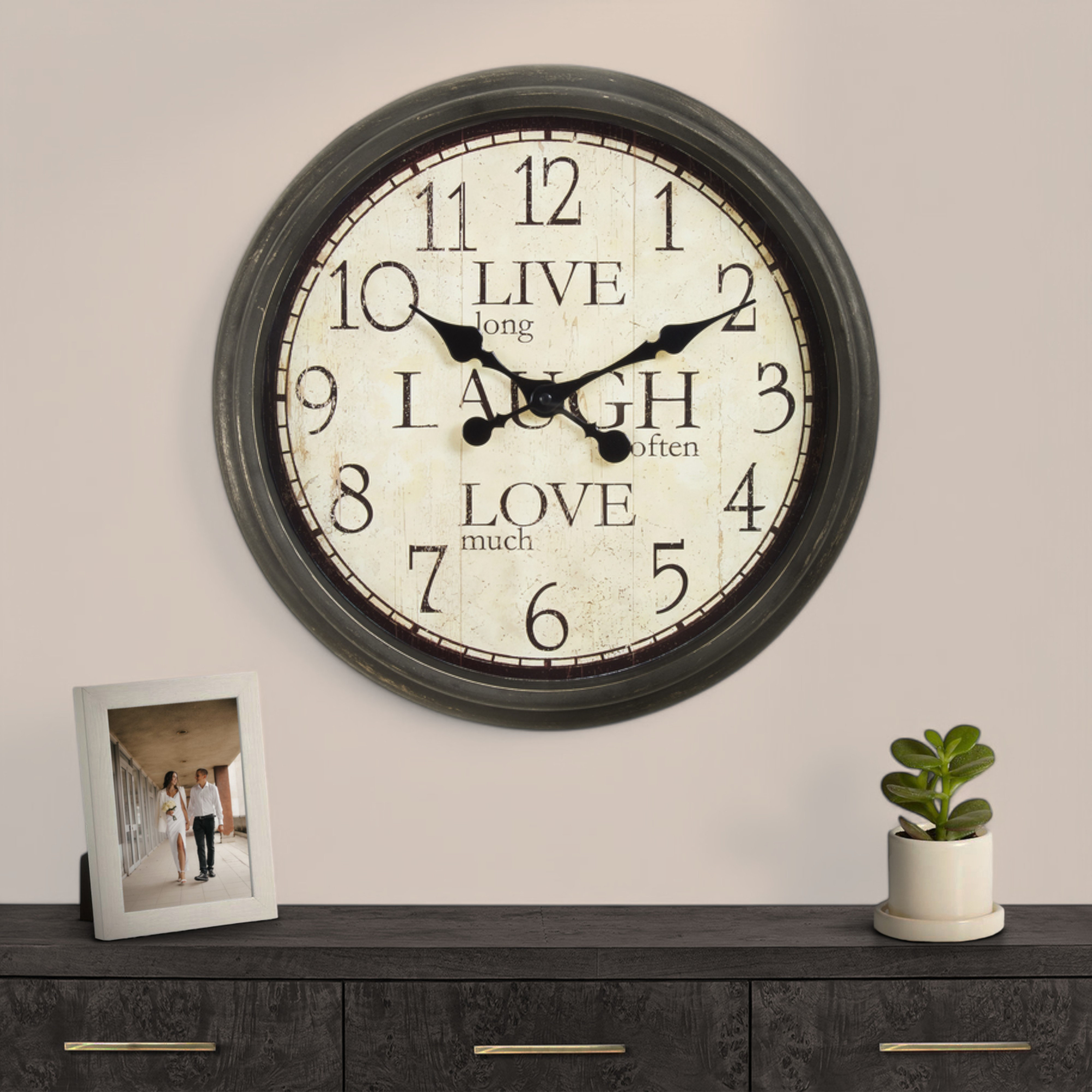 17 Stories Cherese Round Wall Clocks in Antique Brown, Transitional ...