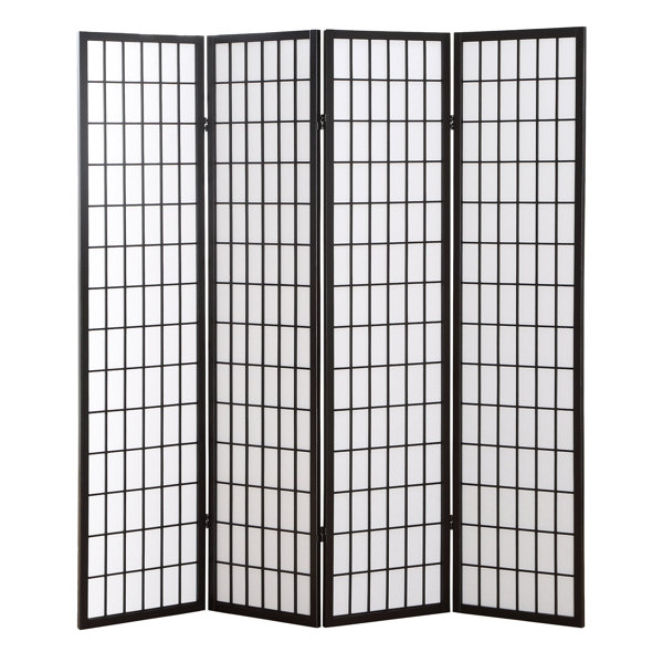Latitude Run® 4-Panel Japanese-Inspired Room Divider - Wood Frame ...