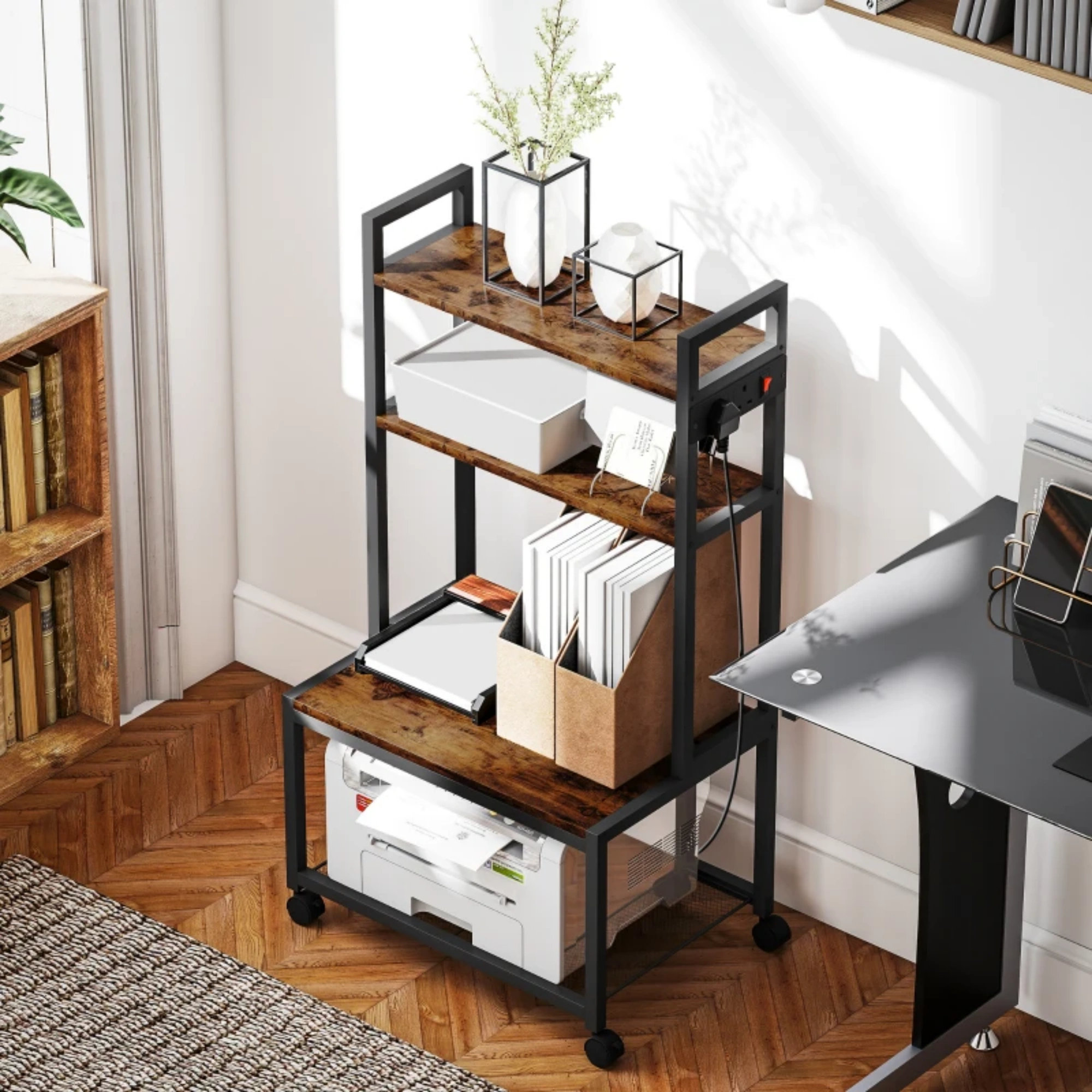 Fcbnposi 4-Tier Printer Stand With Power Outlets And Wheels | Wayfair.co.uk