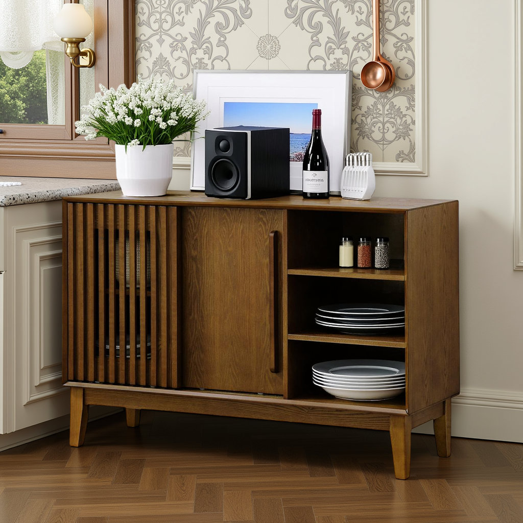 George Oliver Fluted Rattan Sideboard Cabinet with Shelves, Outlet ...