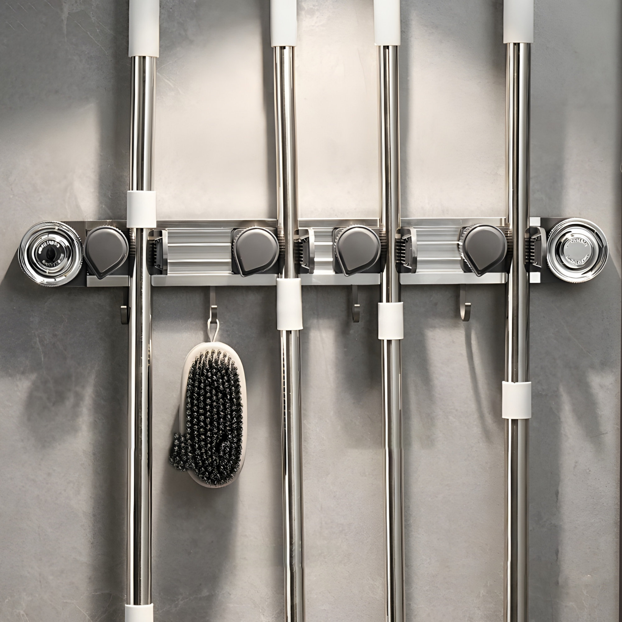 Ivy Bronx Non Perforated Mop Wall Clip Storage Artifact Bathroom Door ...