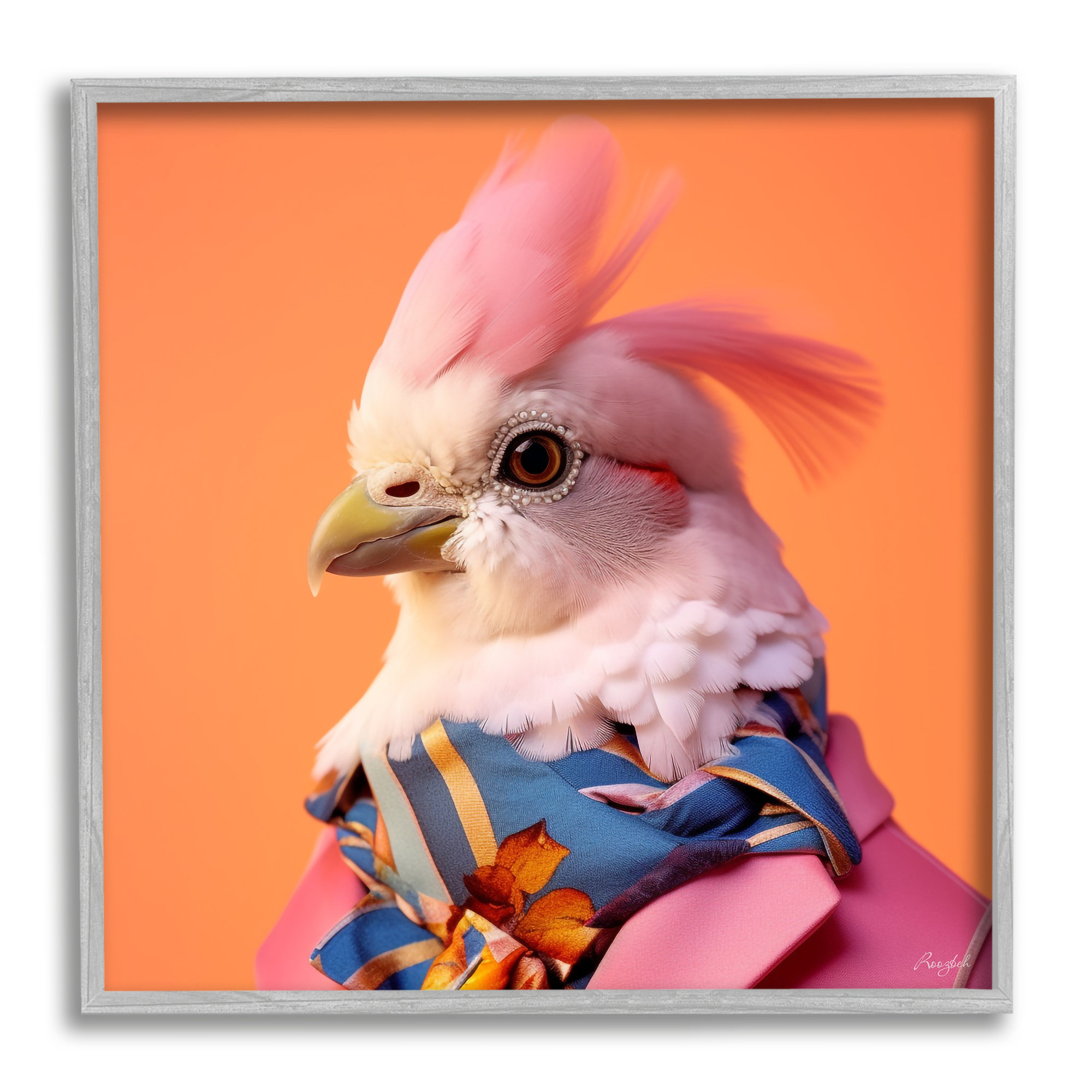 Stupell Industries Az-153-Framed Stylish Bird Portrait by Roozbeh ...